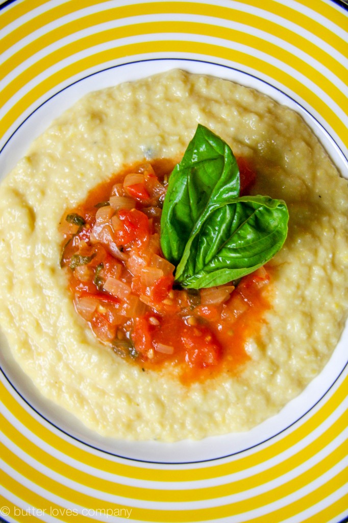 homemade sweet corn polenta with tomato onion ragoût | butter loves company